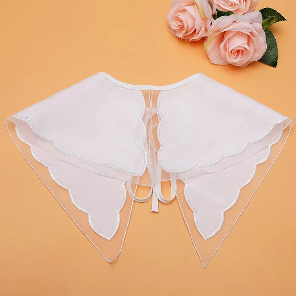 Double Layer Women's Lace Collar Organza Embroidery Cloak Fake False ...