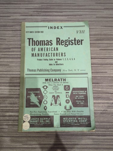 Thomas' Register Of American Manufacturers Fifty Ninth Edition 1969 Vol ...