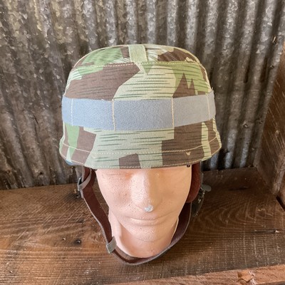 M38 German Paratrooper Helmet Double Decal With Splinter Camo Cover | eBay