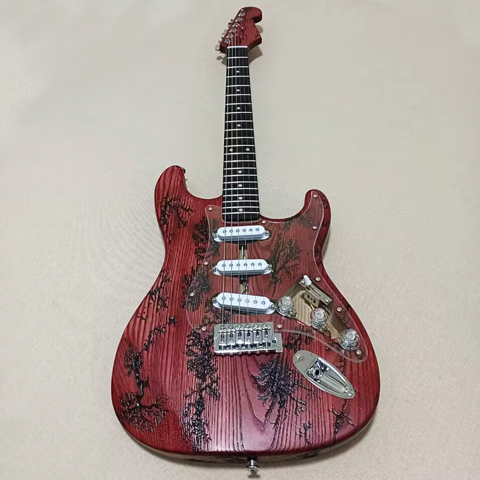 Ash ST Lightning Struck Wood Electric Guitar Rosewood Fretboard Red | eBay