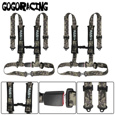 2 X Camo Camouflage Seat Belts 4 Point Racing Harness Buckle For ATV ...