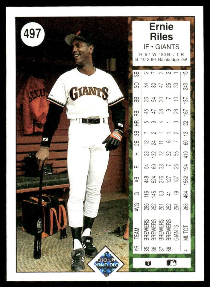 Ernie Riles 1989 Upper Deck #497 San Francisco Giants | eBay