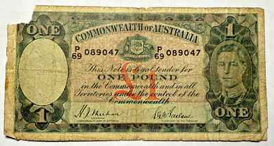 1941-1948 Australia 1 One Pound, George V, Vintage Banknote | eBay