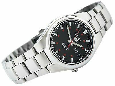Seiko 5 Automatic Black Dial Silver Stainless Steel Mens Watch SNK617K1 ...