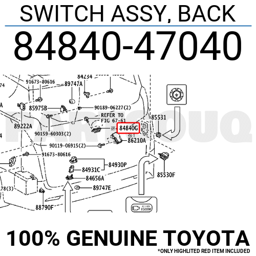 8484047040 Genuine Toyota SWITCH ASSY, BACK 84840-47040 | eBay