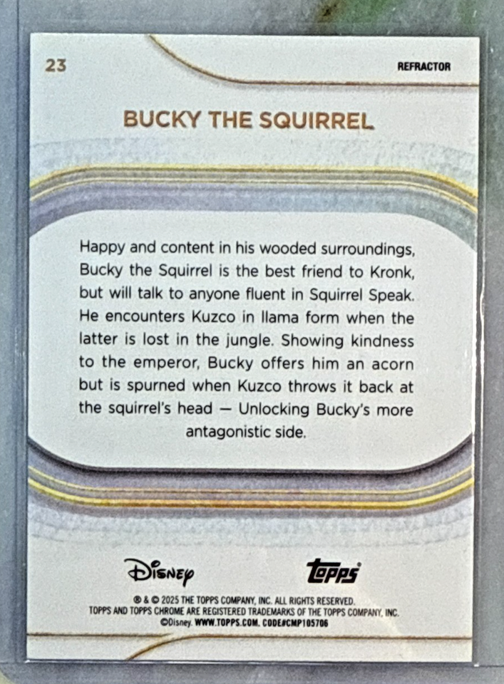 Bucky Squirrel 2025 Topps Chrome Disney Refractor Card -#23 Emperor's ...