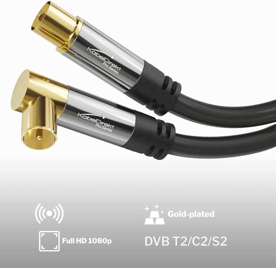Versatile 4K Coax Cable: 5m Angled Straight for DVB-T/C/S – Stable ...