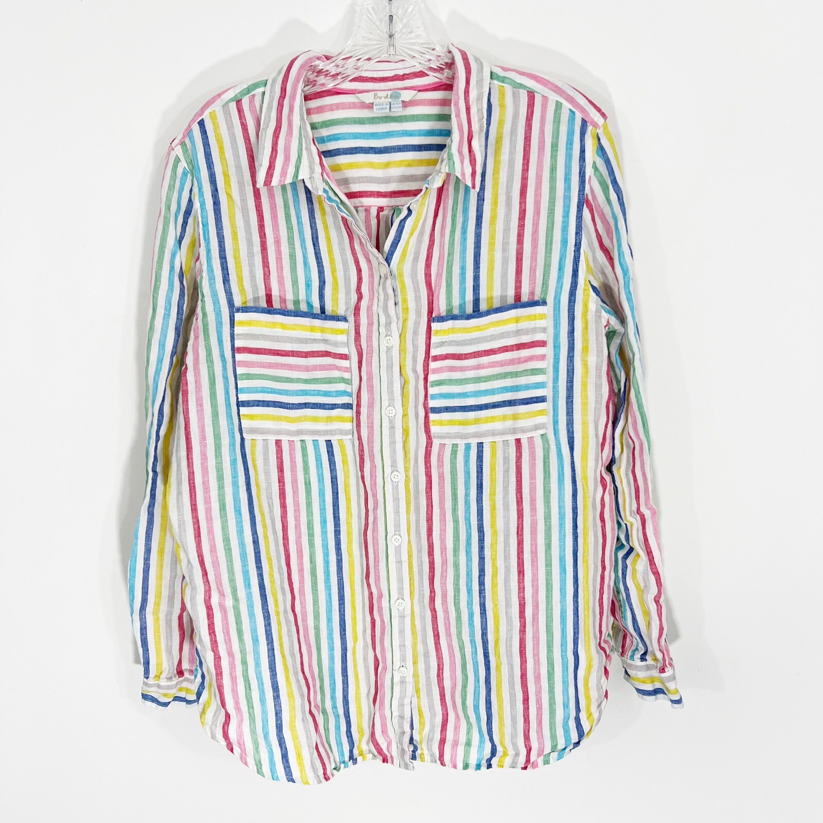 Boden The Linen Shirt In Candy Stripe Buttondown Size Gem