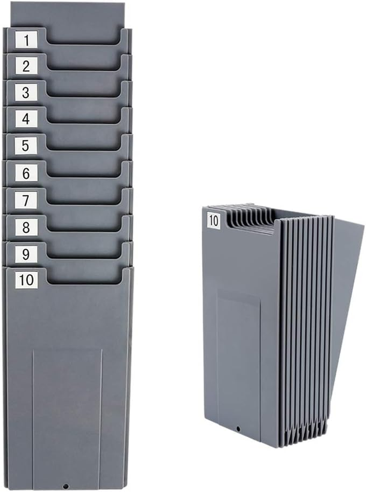 Time Cards Rack, Expand Time Card Holder with 10 Slots Plastic Wall ...