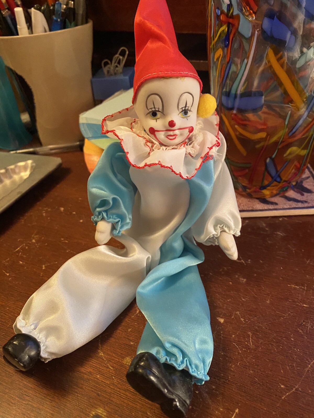 Vintage Porcelain Faced Adorable Clown Red Dunce Cap 8" Very RARE | eBay