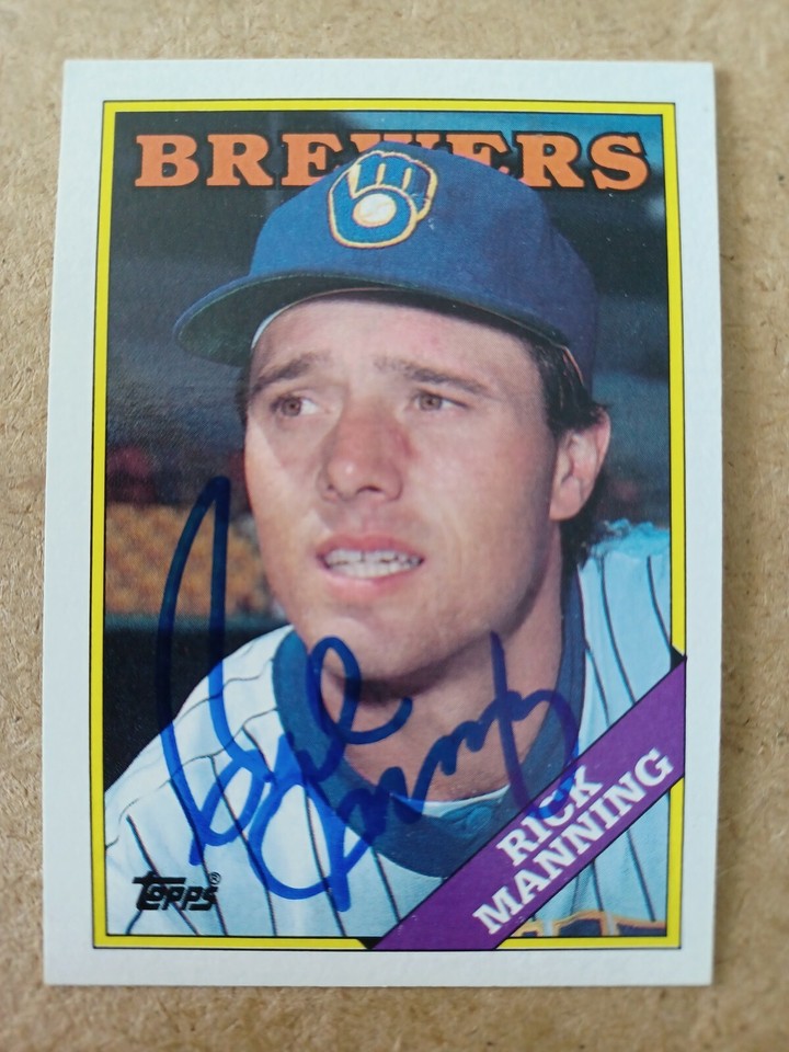 RICK MANNING 1988 Topps #441 autographed signed card MILWAUKEE BREWERS ...
