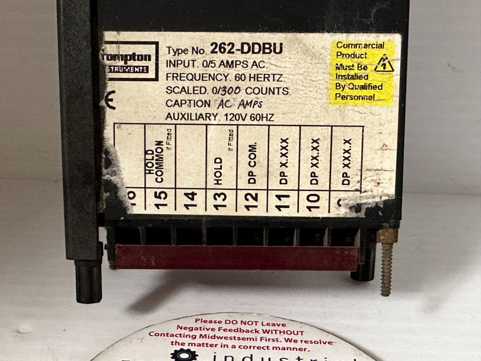 CROMPTON 262-DDBU-LSTM-C6-PQ-61 A-C AMPERES DIGITAL INDICATOR SHIPS ...