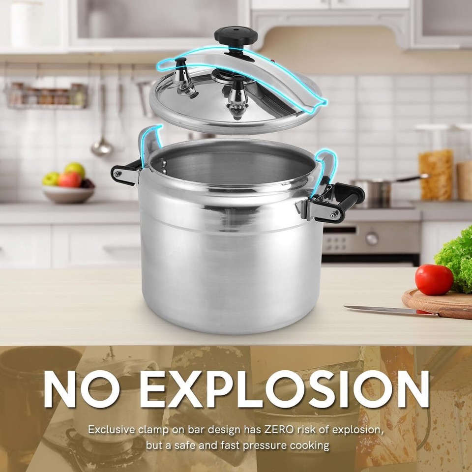 26 Qt Aluminum Pressure Cooker Clamp Bar Lock Double Valves Family ...