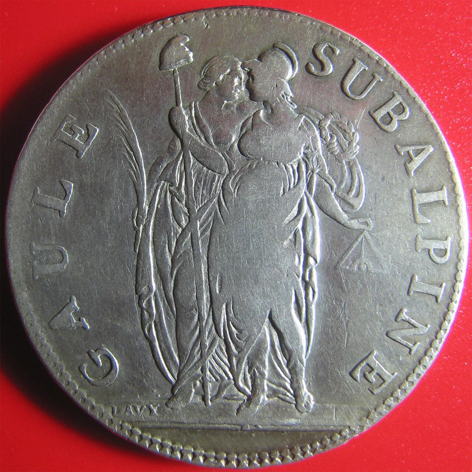 ITALY PIEDMONT L'AN 10 (1801) SUBALPINE REPUBLIC 5 FRANCS SILVER ...