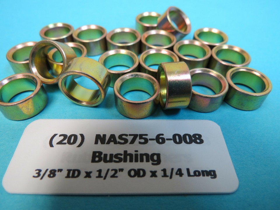 (20) NAS75-6-008 Bushing 3/8” ID x 1/2” OD x 1/4 Long Spacer Aircraft ...