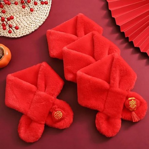Windproof Kids Winter Faux Fur Neckerchief Children´s Chinese Red ...