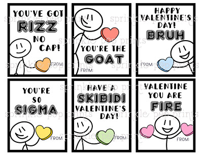 Printable Gen Alpha Slang Valentines (12 Different Designs) | eBay