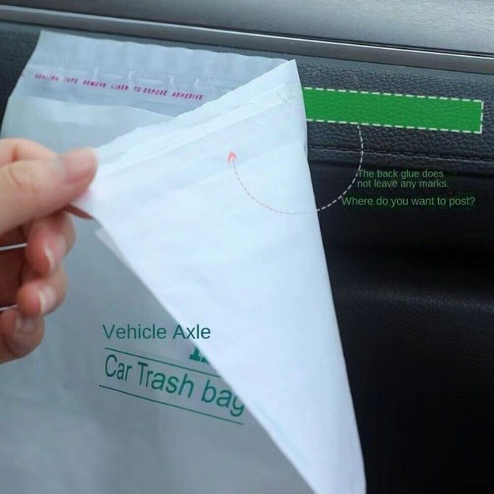 White Biodegradable Auto Trash Clean Bag Pastable Car Trash Can Garbage ...
