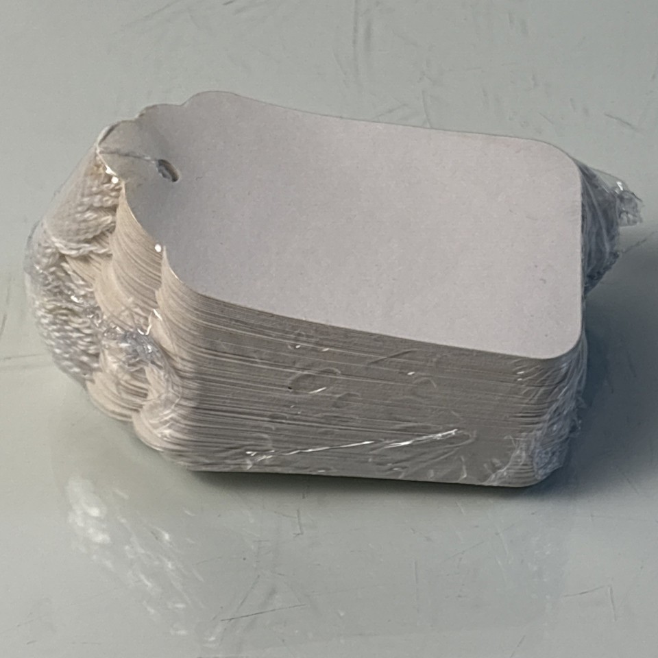 100 Blank White Paper Price Tags 1.33 x 2.75 w 5" String Retail Craft ...