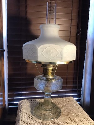 Vintage Aladdin Model B Colonial 24” Oil Lamp With Satin Shade And Wick ...