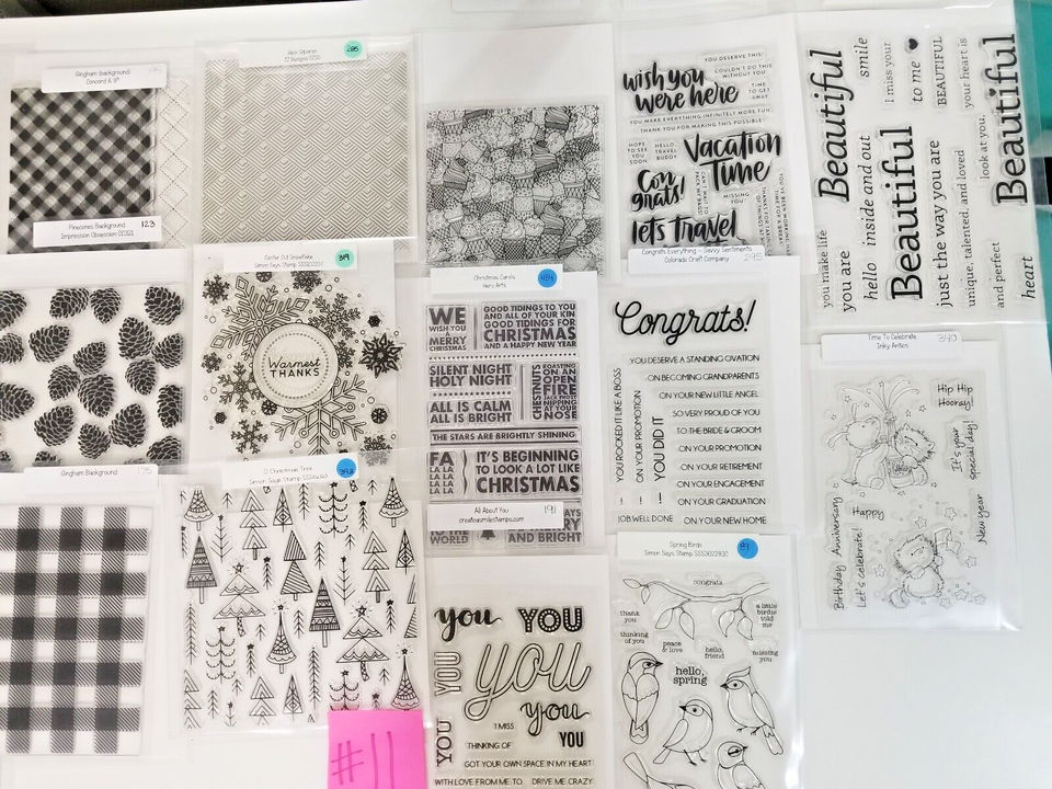 (19) clear stamps sets lot #11 -gently used - card making ...
