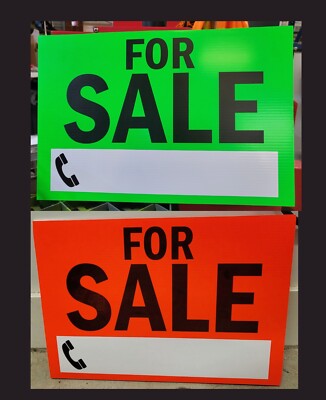 For SALE Plastic Sign, High Visibility FLURO Sticker or Decal | eBay ...