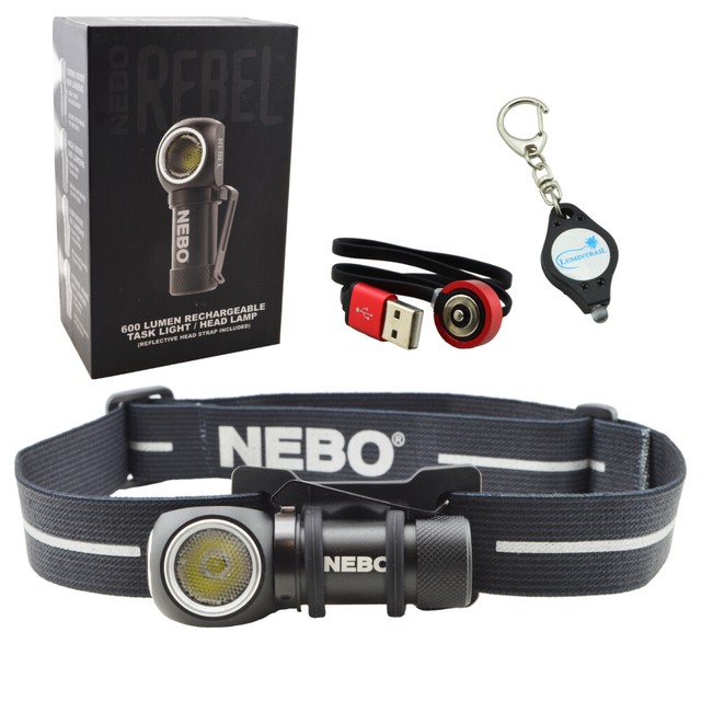 Nebo Rebel Rechargeable Flashlight Headlight 240 Lumen LED Light W nebo-rebel-rechargeable-flashlight-headlight-240-lumen-led-light-w