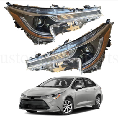 Headlights Pair For 2023 2024 Toyota Corolla L LE Base LED Headlamps ...