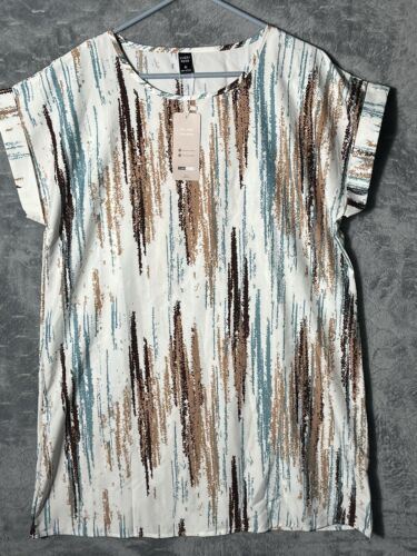 Emery Rose Stripe Tye Dye Shirt/Dress Womens Very Short Sleeve White Sz ...