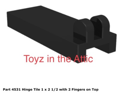 Lego 1x 4531 Black Hinge Tile 1 x 2 1/2 with 2 Fingers on Top Station ...