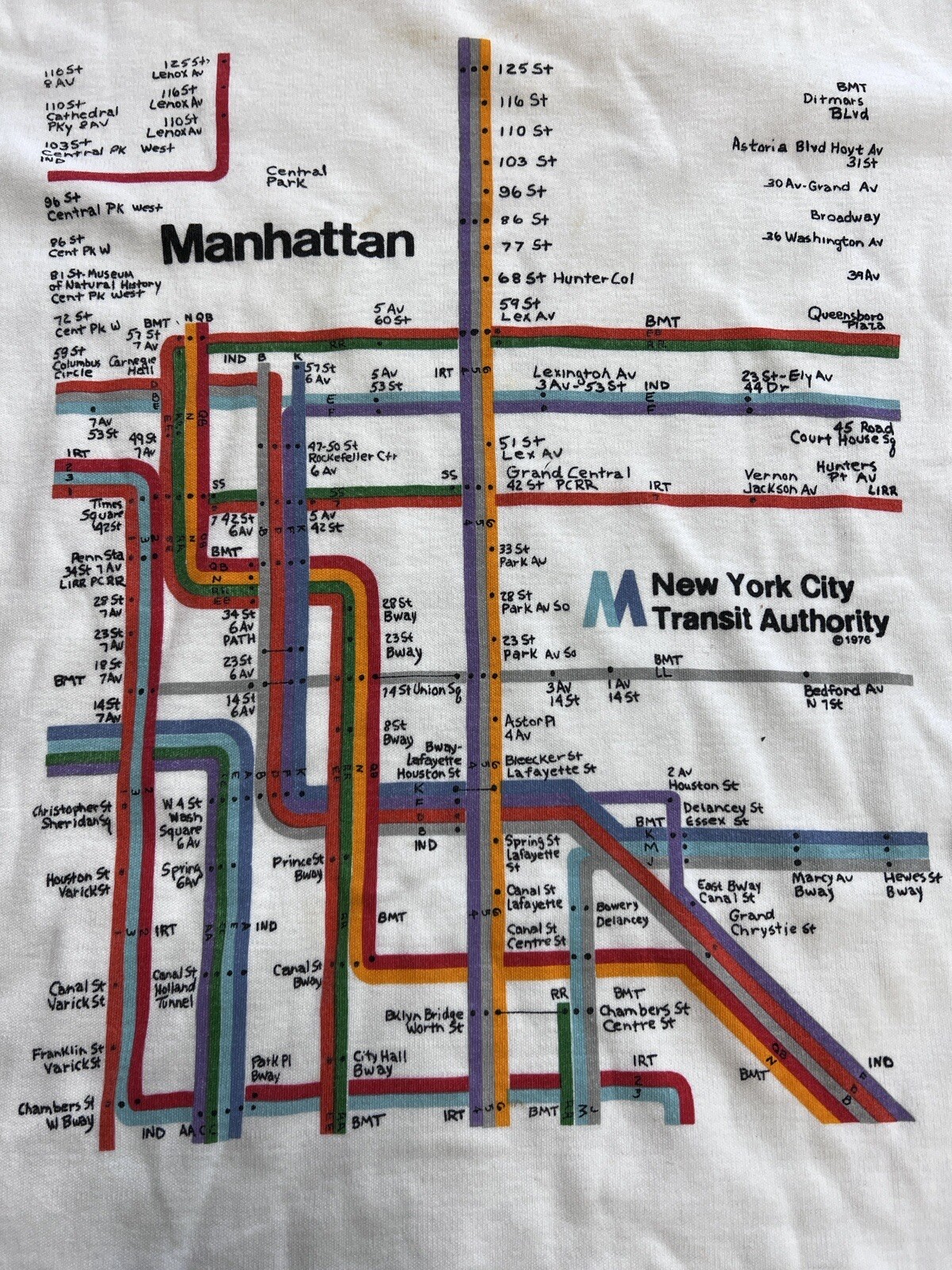 Vintage 1970s Renelle NYC Subway Map T-shirt New York… - Gem