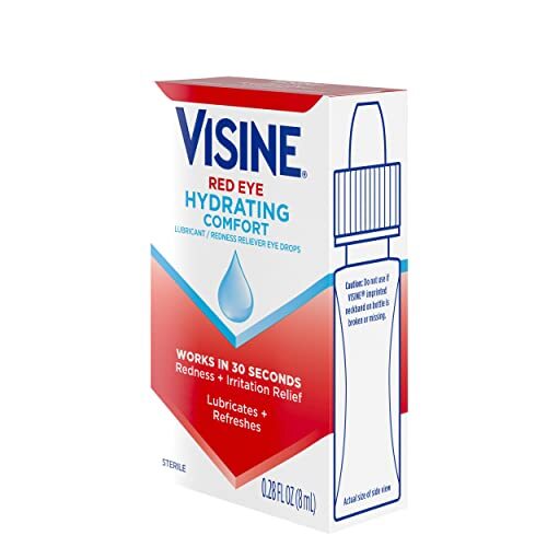 Visine Red Eye Hydrating Comfort Redness Relief Lubricating Eye Drops ...