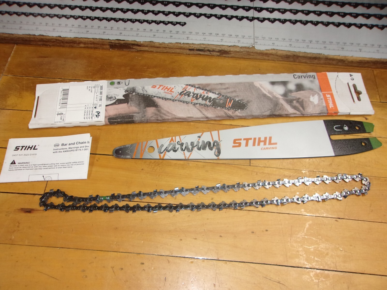 Stihl 12" Carving Guide Bar & Chain 1/4P" .043" 64DL OEM 3005-000-3105 ...