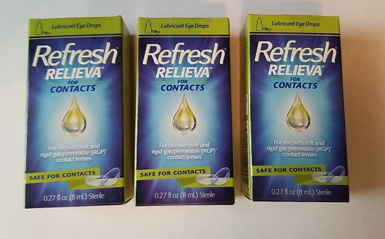 Pack Of 3 Refresh Relieva For Contacts Lubricant Eye Drops, 8 ml Exp 09 ...