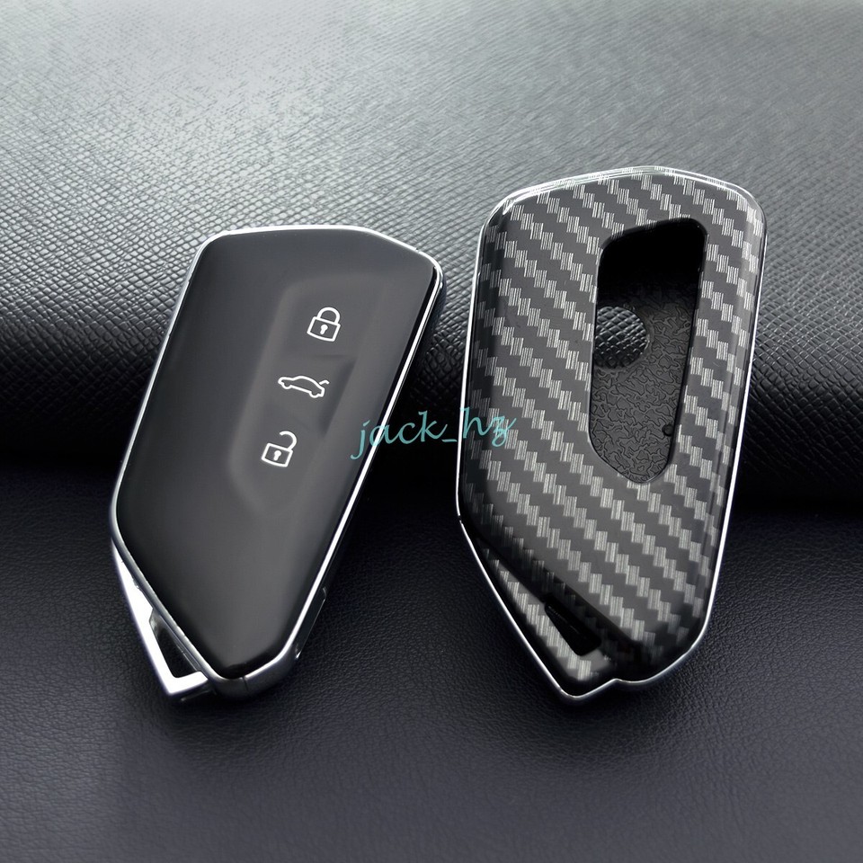 Carbon Fiber Car Key Fob Cover Case Shell For VW Golf GTI MK8 ID.4 2020 ...
