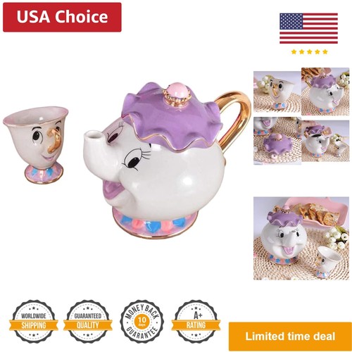 NEW Beauty and The Beast Cartoon Mrs.Potts Chip Tea Pot & Cup set ...