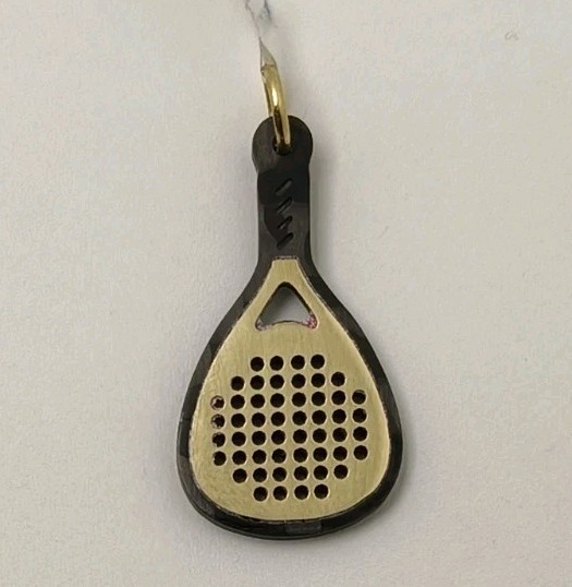 18K Gold Pendant And Chain. Paddle Racket. With Carbon Fiber | eBay