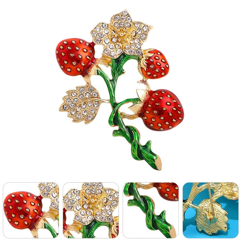 Vintage Strawberry Badge Women Brooch Flower Cute Decor Brooches | eBay ...