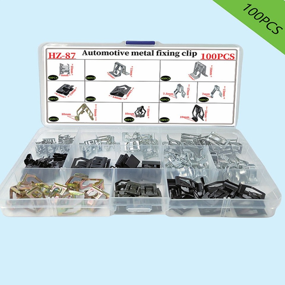 100X Car Dashboard Trim Clips 10 Sizes Metal Retainer Clips Automotive ...