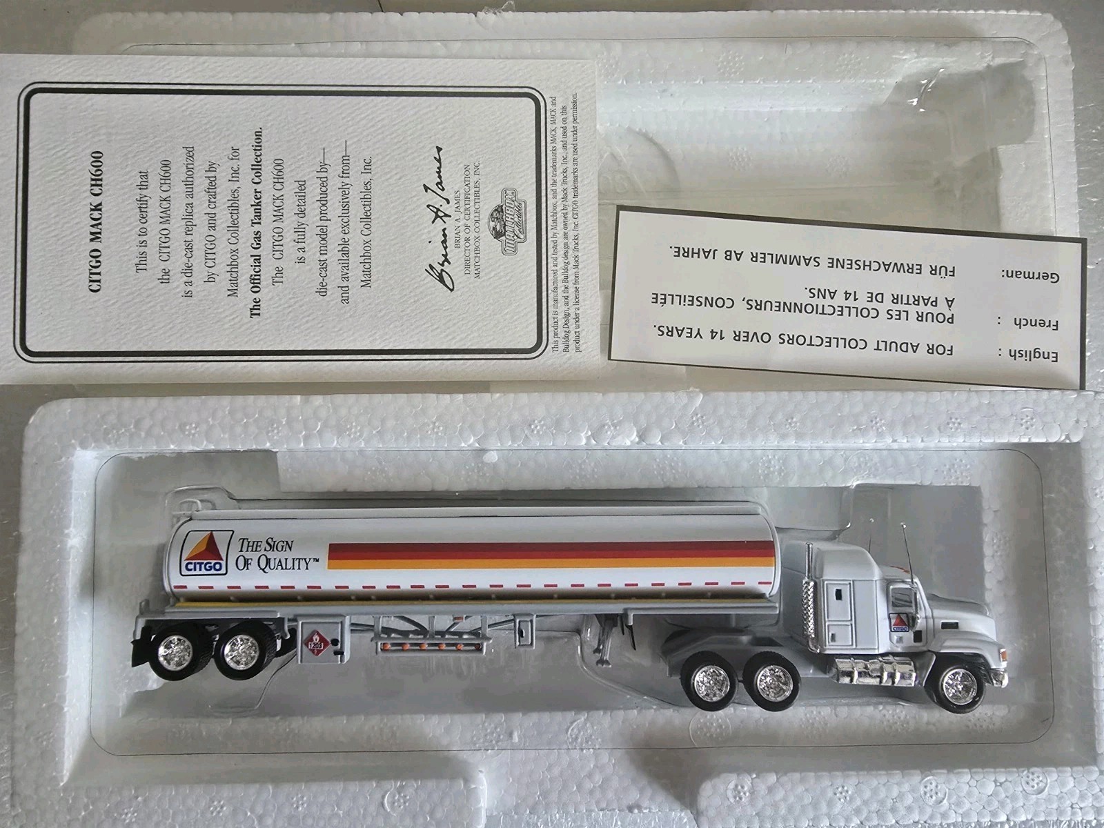 MATCHBOX 1996 1/97 CITGO MACK CH600 TRUCK AND TANKER NIB White - Ccy11 ...
