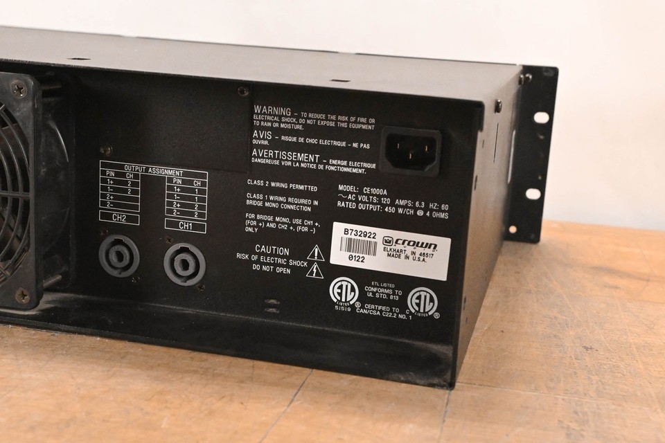 Crown CE1000 2-Channel Power Amplifier CG01W6L | eBay
