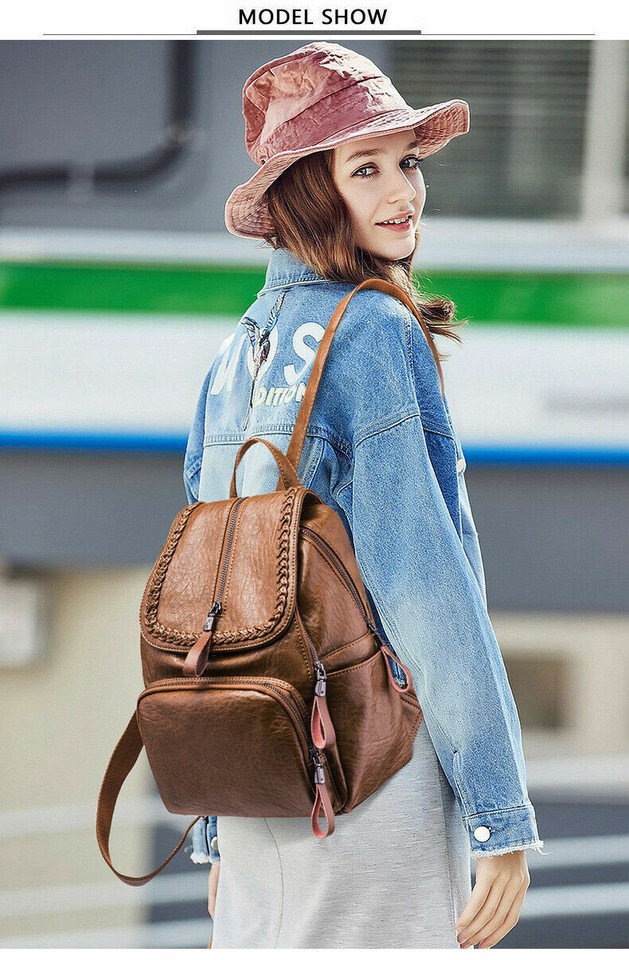 Lady Backpack Handbag Soft PU Leather Shoulder School Retro QR Bag | eBay