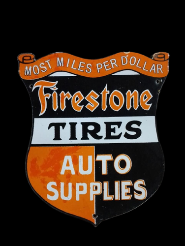 PORCELAIN FIRESTONE ENAMEL SIGN 24 INCHES DOUBLE SIDED | eBay
