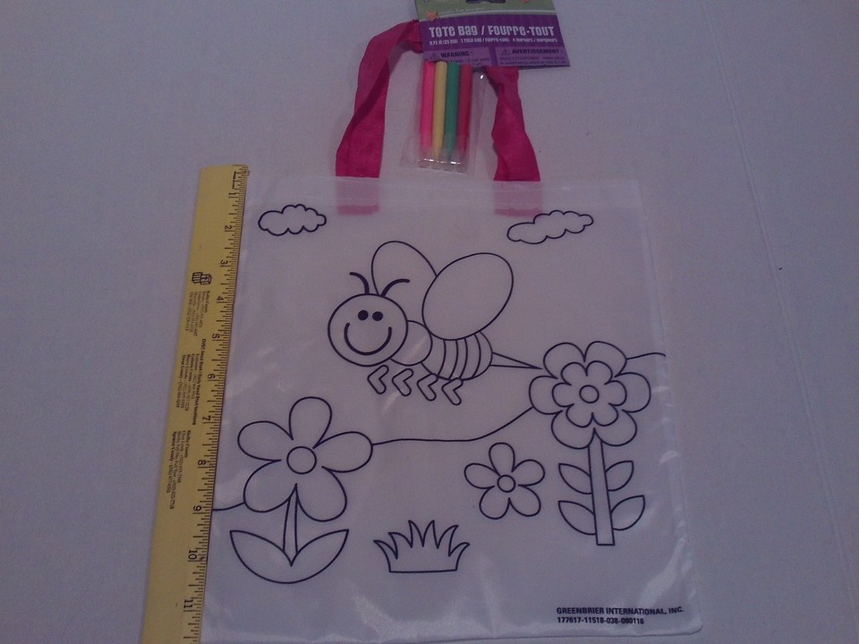 Color Your Own Tote Bag w/Markers - Arts/Crafts, Design Handbag Kids ...
