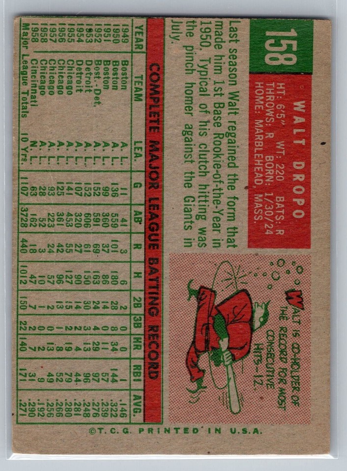 1959 Topps #158 Walt Dropo | eBay