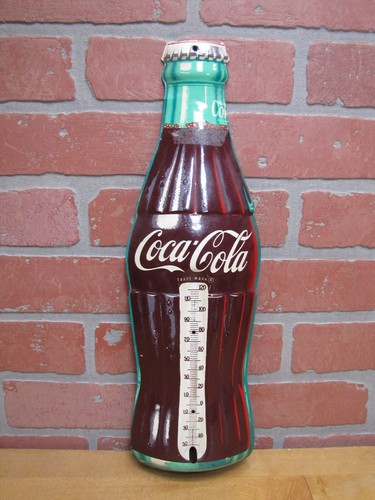 COCA-COLA BOTTLE THERMOMETER SIGN ROBERTSON MADE IN USE ORIGINAL OLD ...
