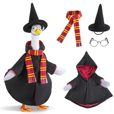 4 Pcs/Set Halloween Witch Goose Outfits, Lawn Porch Goose Statue Wizard ...