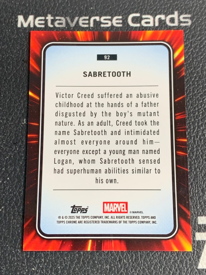 2025 Topps Chrome Marvel Sabretooth Spider Web Refractor /399 | eBay