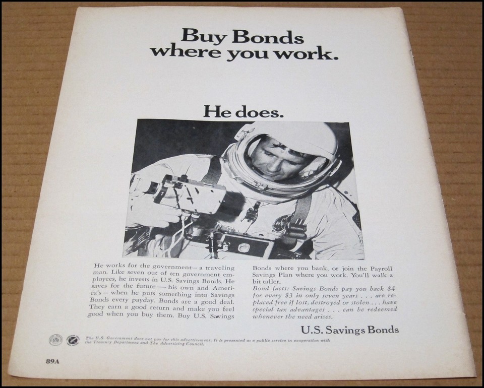 1967 Buy U.S. Savings Bonds Print Ad Advertisement Vintage NASA ...