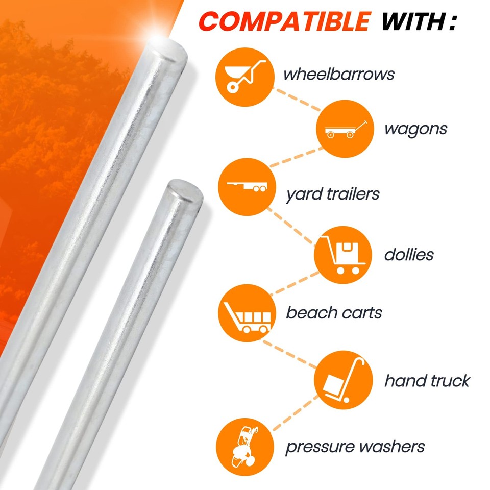 AR-PRO 5/8” x 36” Zinc Plated Steel Axle Rods for Hand Trucks Dollies 2 ...